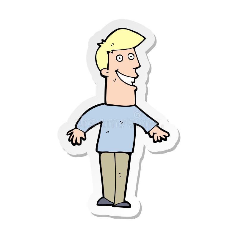 Sticker of a Cartoon Grinning Man Stock Vector - Illustration of happy ...