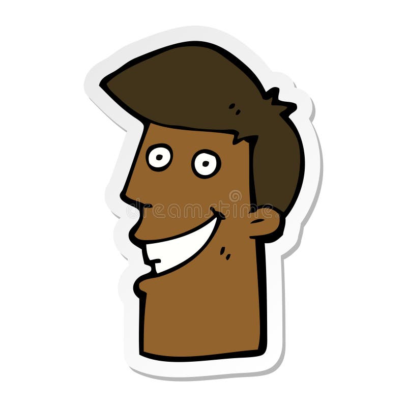 Sticker of a Cartoon Grinning Man Stock Vector - Illustration of male ...