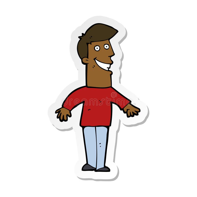Sticker of a Cartoon Grinning Man Stock Vector - Illustration of ...