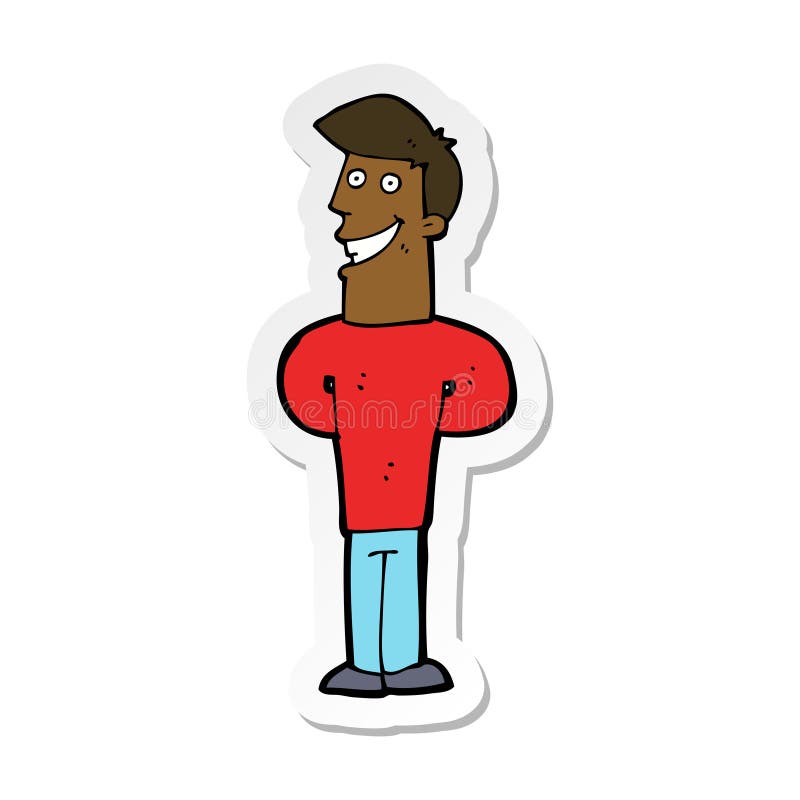 Sticker of a Cartoon Grinning Man Stock Vector - Illustration of funny ...