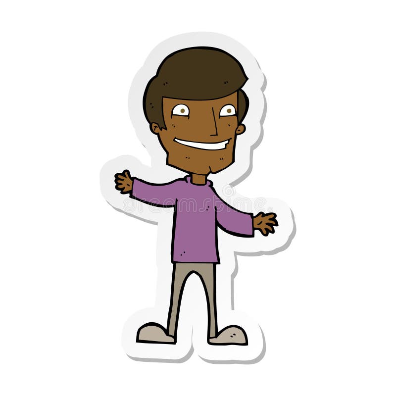 Sticker of a Cartoon Grinning Man Stock Vector - Illustration of doodle ...