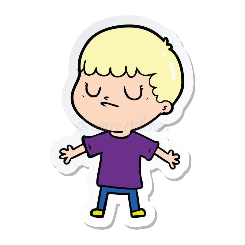 Sticker of a Cartoon Grumpy Boy Stock Vector - Illustration of sticker ...