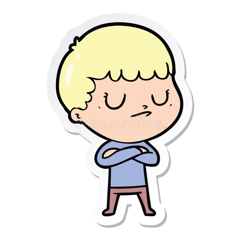 Sticker of a Cartoon Grumpy Boy Stock Vector - Illustration of icon ...