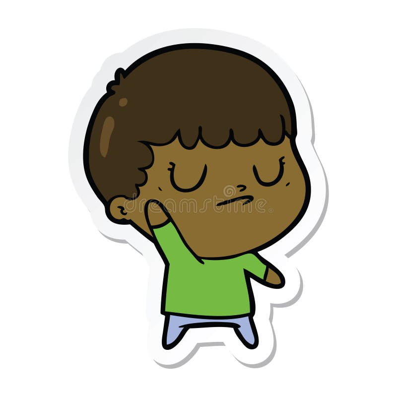 Sticker of a Cartoon Grumpy Boy Stock Vector - Illustration of drawn ...