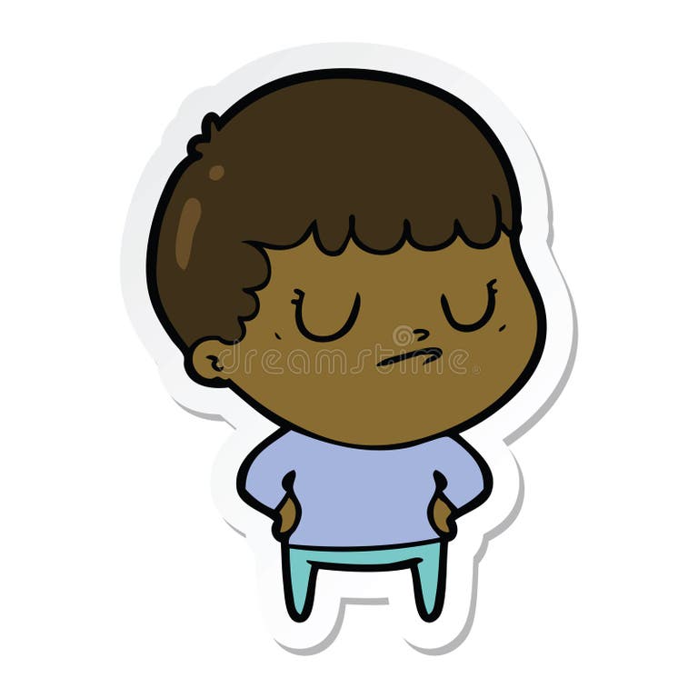Sticker of a Cartoon Grumpy Boy Stock Vector - Illustration of stick ...