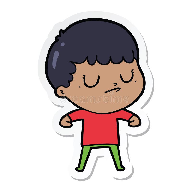 Sticker of a Cartoon Grumpy Boy Stock Vector - Illustration of hand ...
