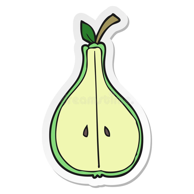 Sticker of a Cartoon Half Pear Stock Vector - Illustration of funny ...