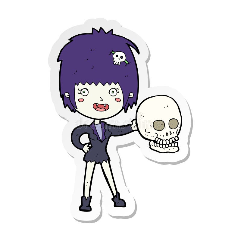 Sticker of a Cartoon Halloween Vampire Girl Stock Vector - Illustration ...