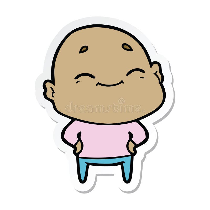 Sticker of a Cartoon Happy Bald Man Stock Vector - Illustration of ...