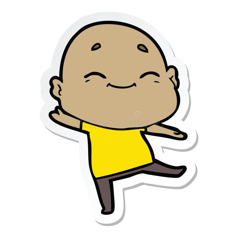 Sticker of a Cartoon Happy Bald Man Stock Vector - Illustration of ...
