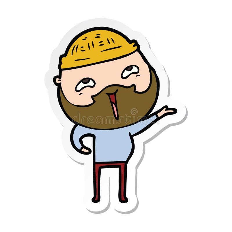 Sticker of a Cartoon Happy Bearded Man Stock Vector - Illustration of ...