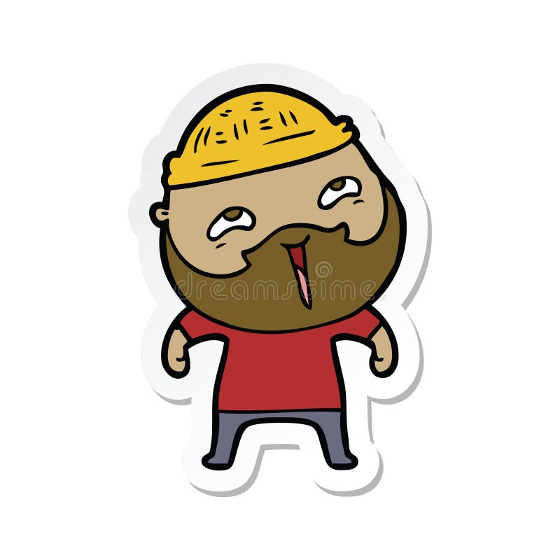 Sticker of a Cartoon Happy Bearded Man Stock Vector - Illustration of ...