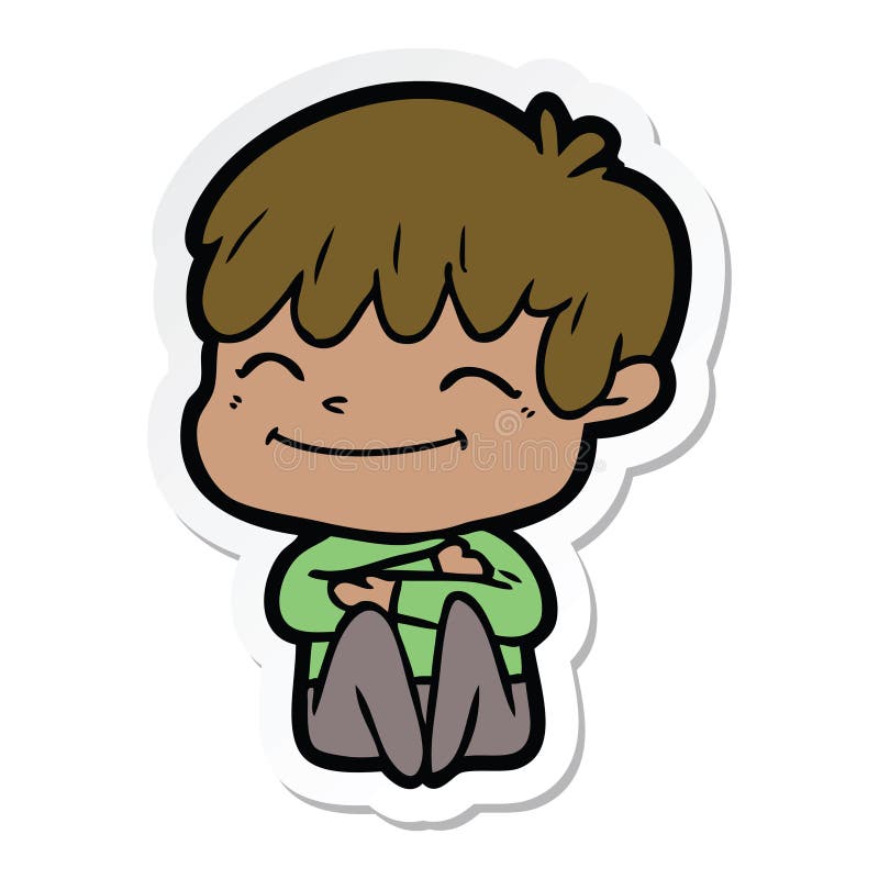 Sticker of a Cartoon Happy Boy Stock Vector - Illustration of artwork ...