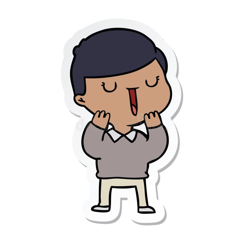 Sticker of a Cartoon Happy Boy Stock Vector - Illustration of hand ...