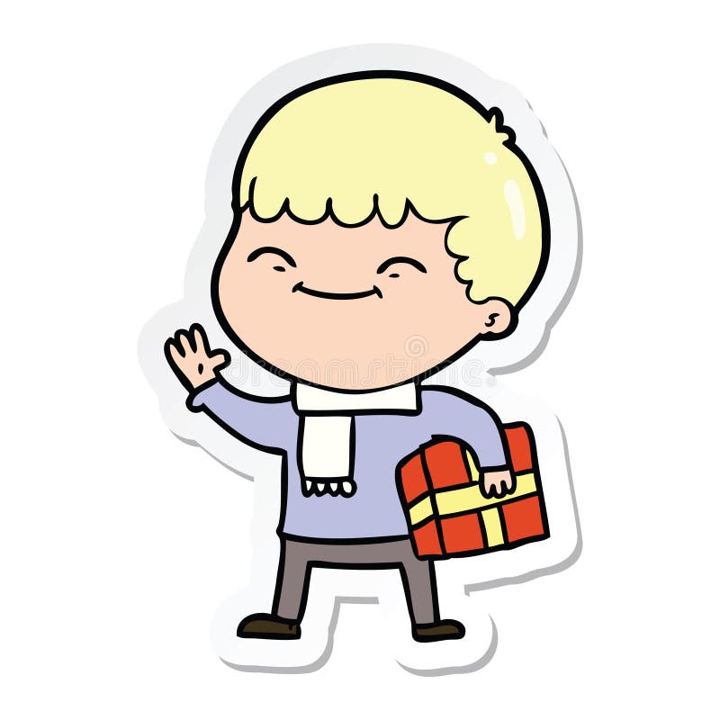 Sticker of a Cartoon Happy Boy Stock Vector - Illustration of label ...