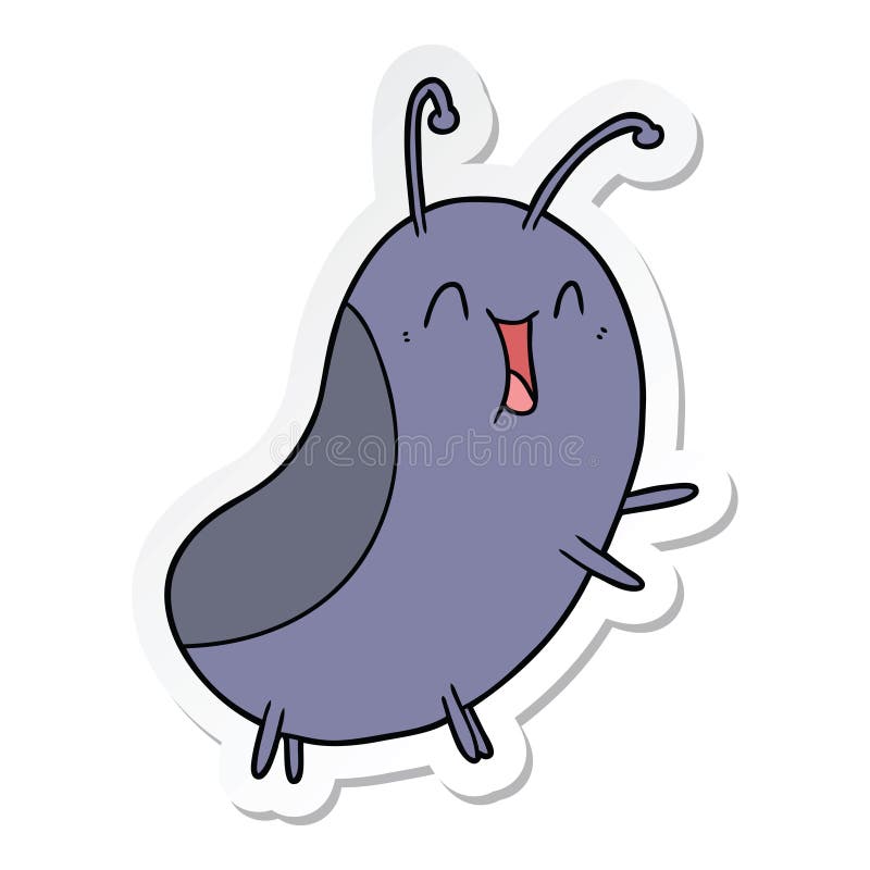 Sticker of a Cartoon Happy Bug Stock Vector - Illustration of quirky ...