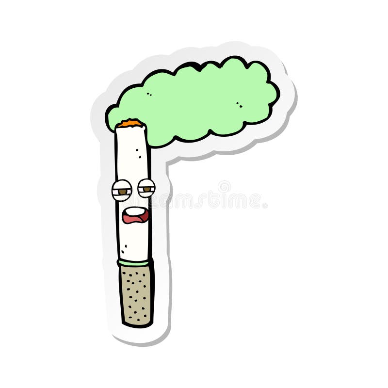 Sticker of a Cartoon Happy Cigarette Stock Vector - Illustration of ...