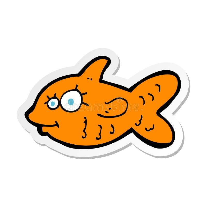 Sticker of a Cartoon Happy Goldfish Stock Vector - Illustration of hand ...