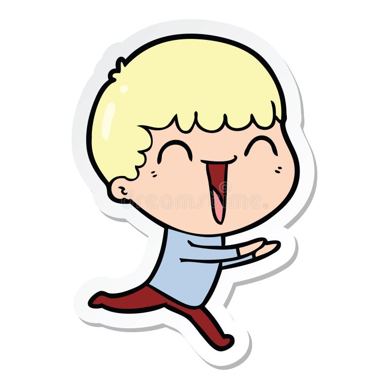 Sticker of a Cartoon Happy Man Stock Vector - Illustration of freehand ...