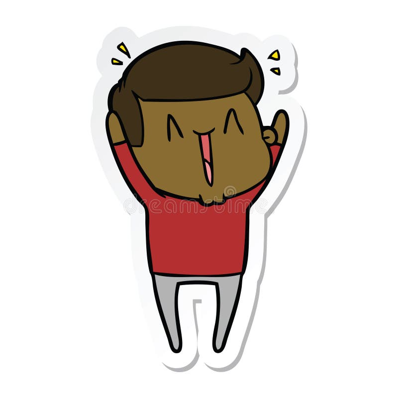 Sticker of a Cartoon Happy Man Stock Vector - Illustration of funny ...