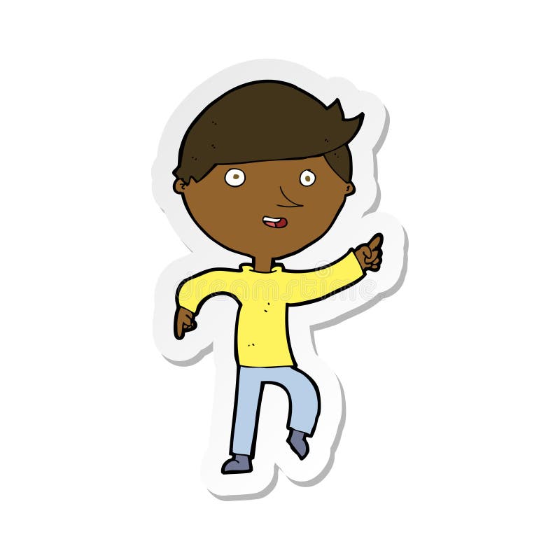 Sticker of a Cartoon Happy Pointing Stock Vector - Illustration of ...