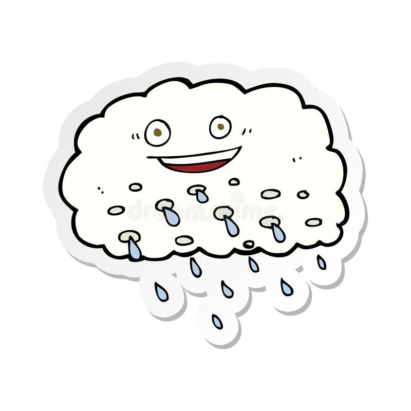 Sticker Happy Raincloud Cloud Rain Thunder Cartoon Art Illustration ...