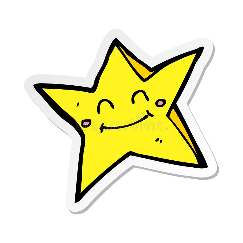 Sticker of a Cartoon Happy Star Character Stock Vector - Illustration ...