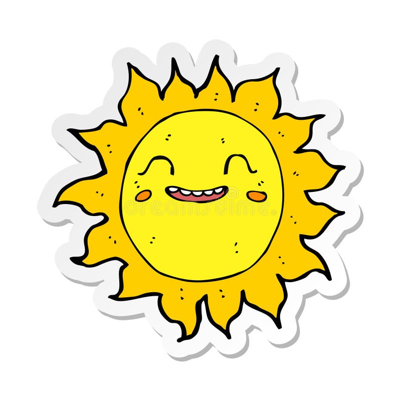 Sticker of a Cartoon Happy Sun Stock Vector - Illustration of happy ...