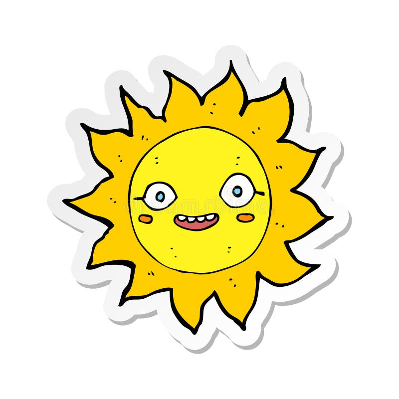 Sticker of a Cartoon Happy Sun Stock Vector - Illustration of smiling ...