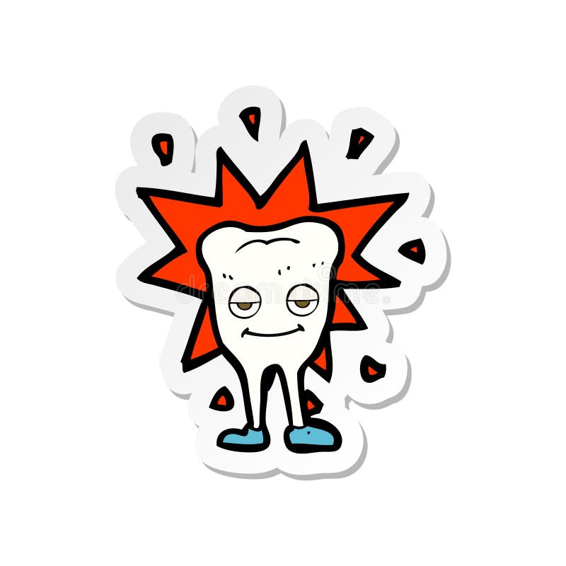 Sticker of a Cartoon Happy Tooth Stock Vector - Illustration of doodle ...