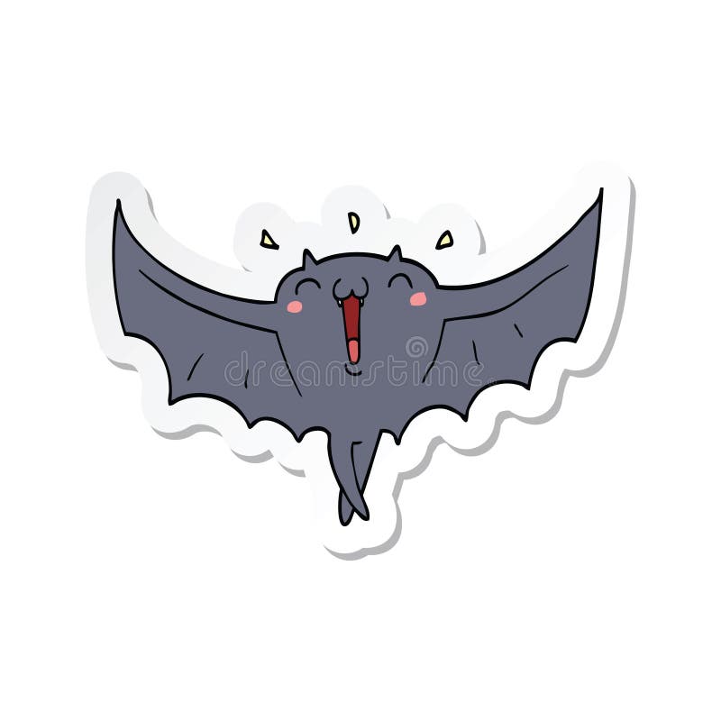 Sticker of a Cartoon Happy Vampire Bat Stock Vector - Illustration of ...