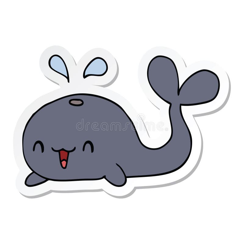 Sticker of a Cartoon Happy Whale Stock Vector - Illustration of drawn ...