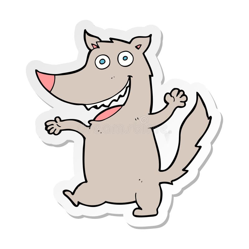 Sticker of a Cartoon Happy Wolf Stock Vector - Illustration of animals ...