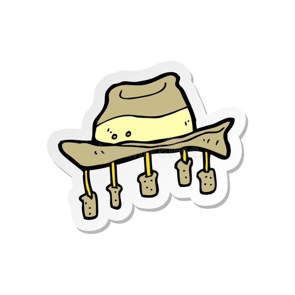 Sticker of a Cartoon Hat with Corks Stock Vector - Illustration of hand ...