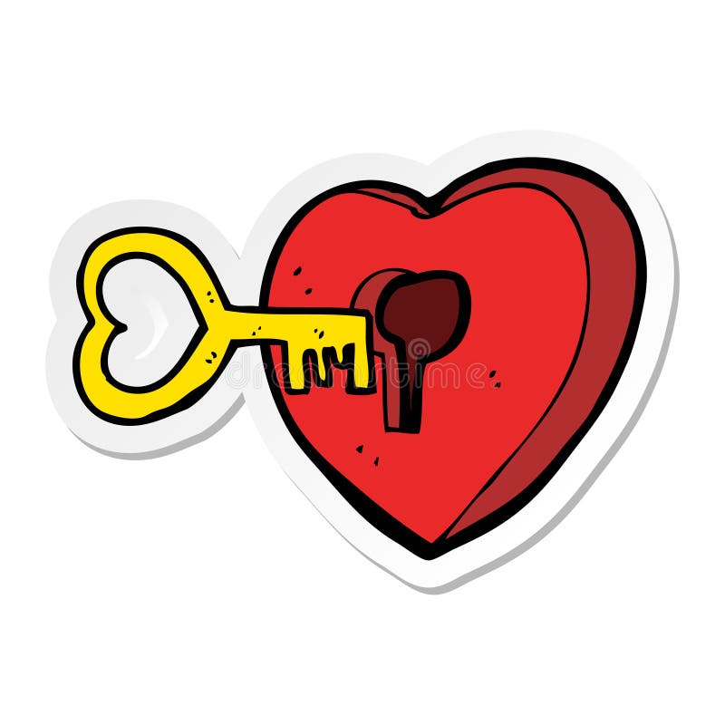 Sticker Heart Key Hole Keyhole Lock Sign Symbol Cartoon Character ...