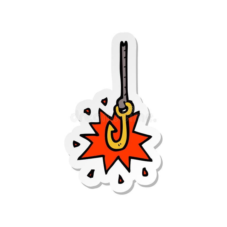 Sticker of a cartoon hook stock vector. Illustration of hook - 149171112