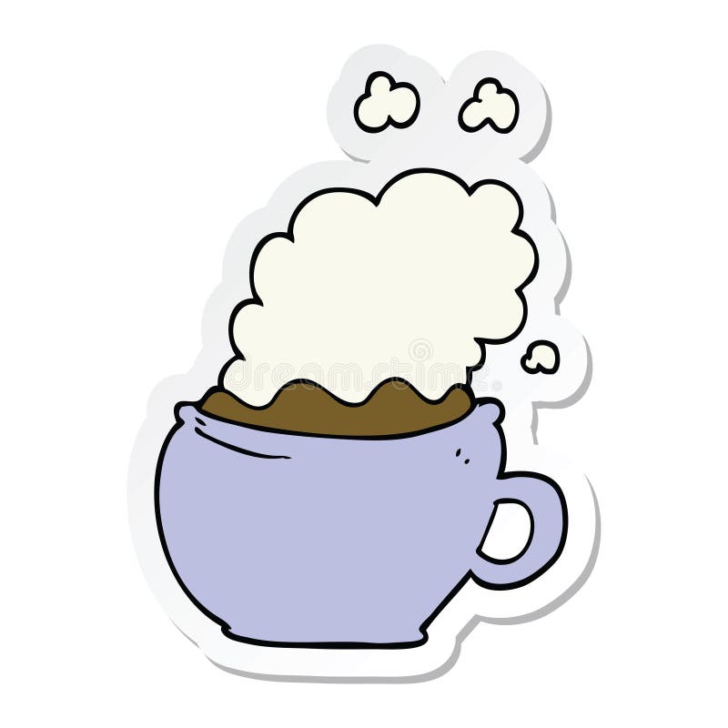 Sticker of a Cartoon Hot Cup of Coffee Stock Vector - Illustration of ...