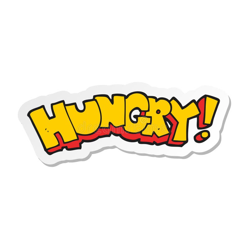 Sticker of a Cartoon Hungry Text Stock Vector - Illustration of crazy ...
