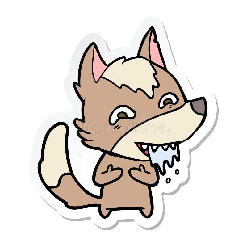 Sticker of a Cartoon Hungry Wolf Stock Vector - Illustration of hungry ...