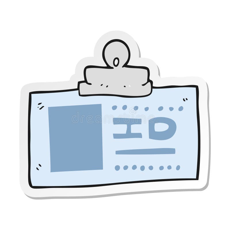 Sticker of a Cartoon ID Badge Stock Vector - Illustration of hand ...