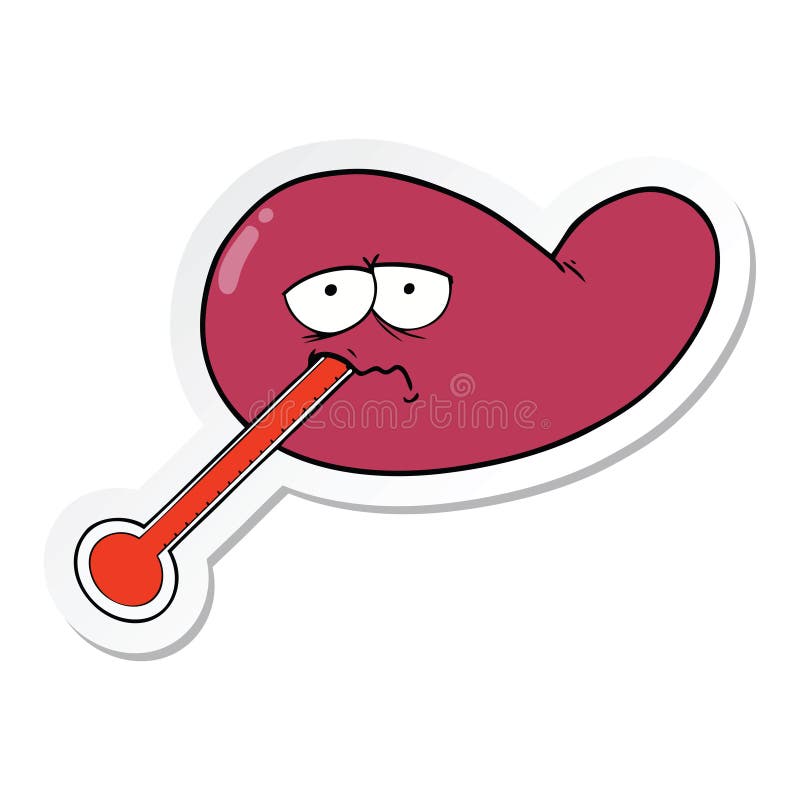 Sticker of a Cartoon Ill Gall Bladder Stock Vector - Illustration of ...