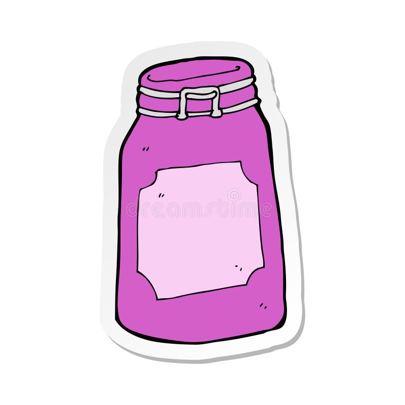 Sticker of a cartoon jar stock vector. Illustration of preserving ...