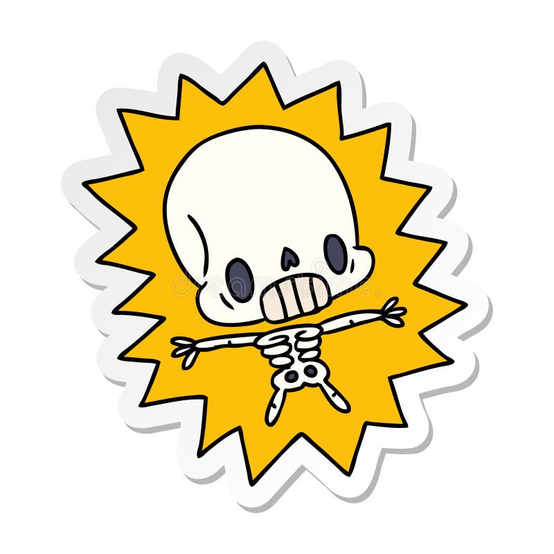 Sticker Cartoon Kawaii Electrocuted Skeleton Stock Vector ...