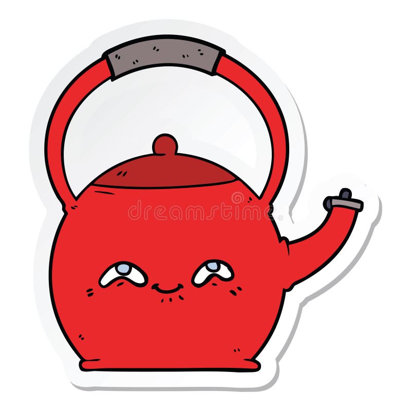 Sticker of a Cartoon Kettle Stock Vector - Illustration of cartoon ...
