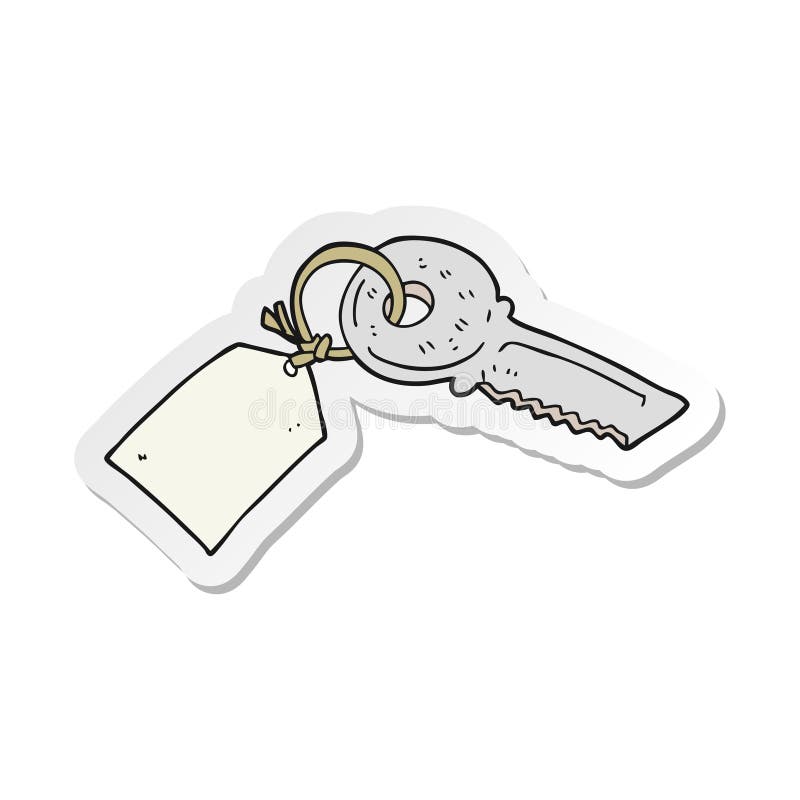 Sticker of a Cartoon Key with Tag Stock Vector - Illustration of ...