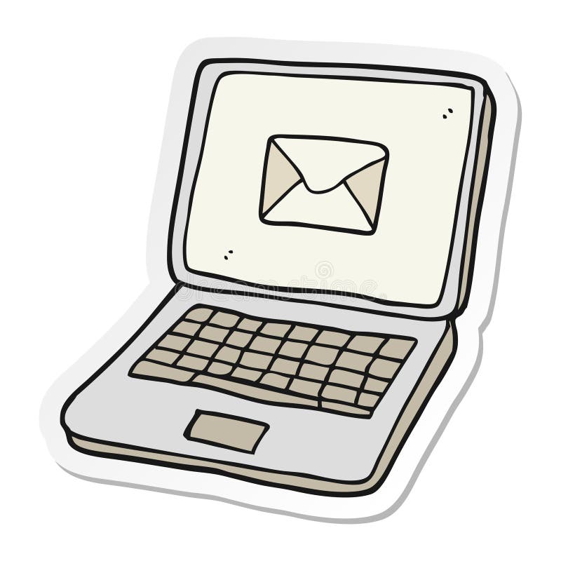 Sticker of a Cartoon Laptop Computer with Message Symbol on Screen ...