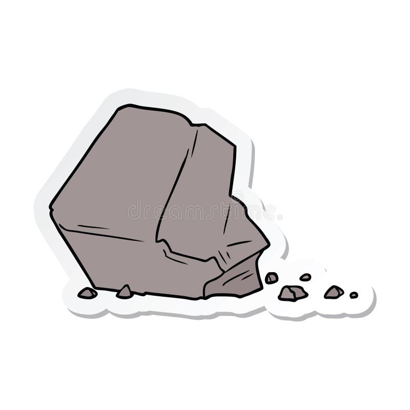 Sticker of a Cartoon Large Rock Stock Vector - Illustration of drawn ...