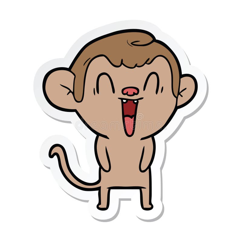 Sticker of a Cartoon Laughing Monkey Stock Vector - Illustration of ...