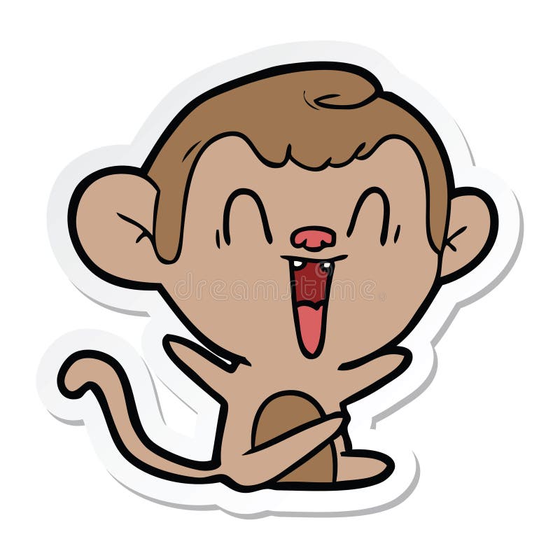 Sticker of a Cartoon Laughing Monkey Stock Vector - Illustration of ...