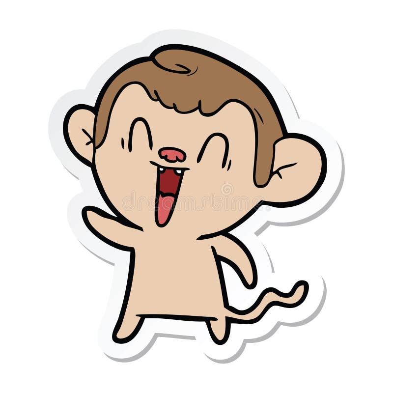 Sticker of a Cartoon Laughing Monkey Stock Vector - Illustration of ...